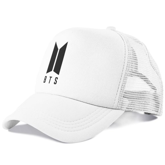 Accessories | Bts Kpop Logo White Foam Trucker Hat Mesh Snapback Cap ...